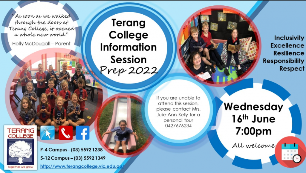 Prep Students Information Session 2022, 16th June 2021 - Terang College